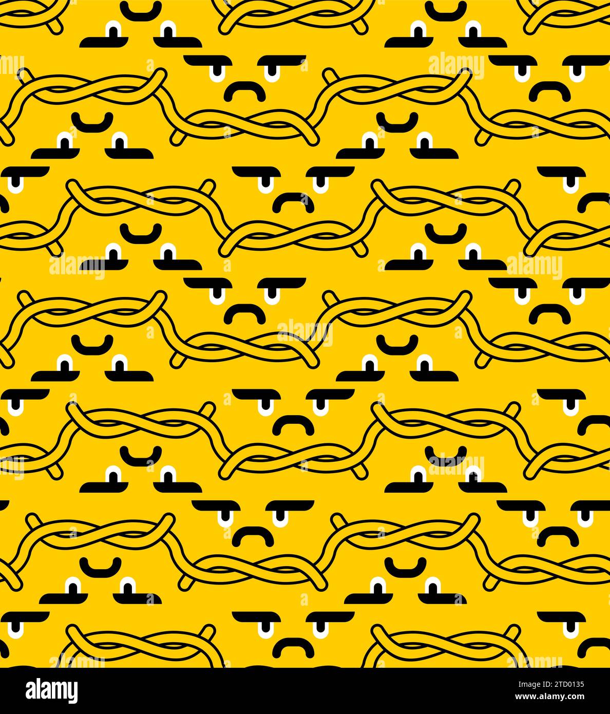 Angry Pattern seamless. Unhappy face Background. Aggressive emoji ...