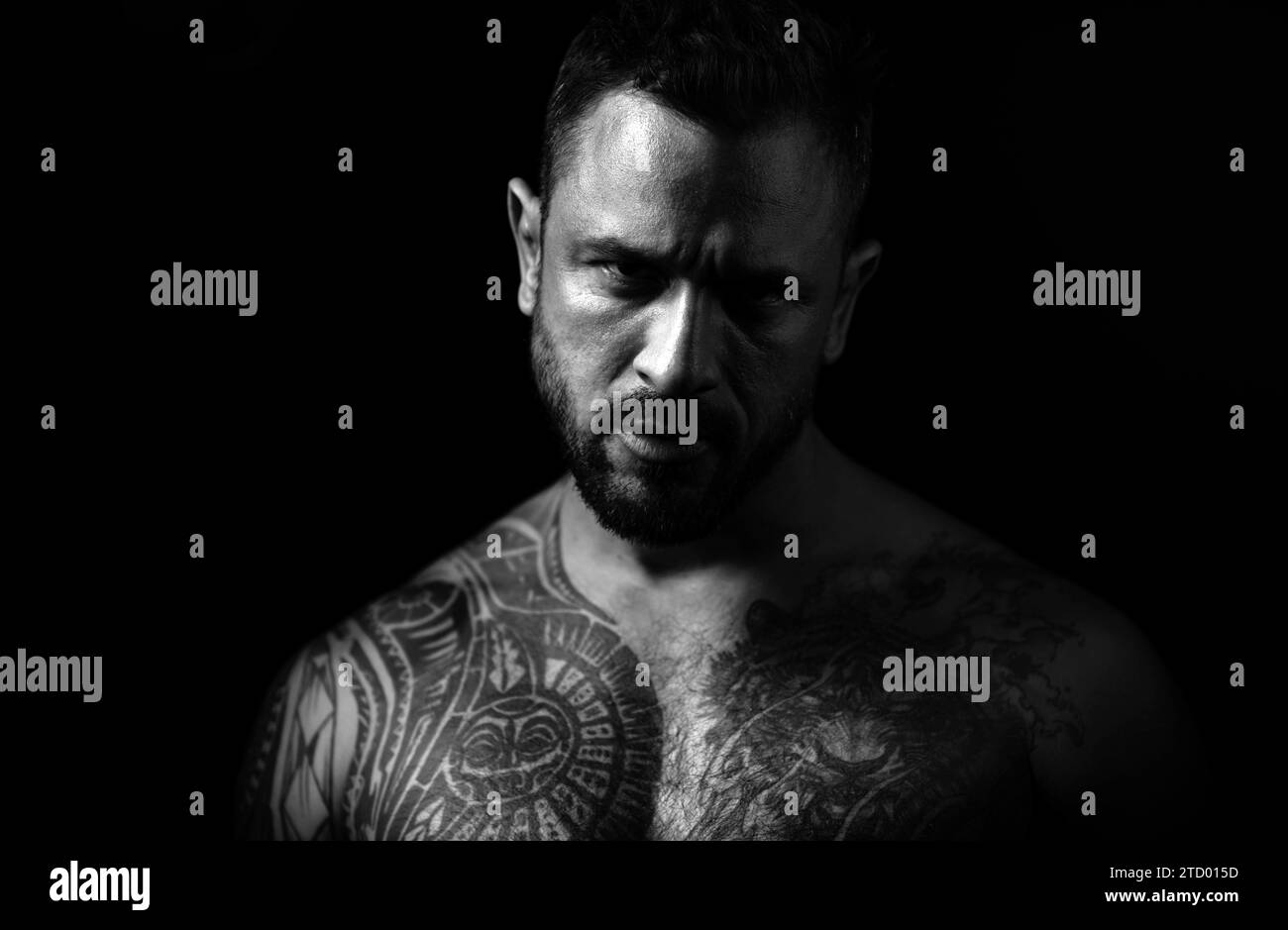 Brutal Man Serious Face Of Handsome Male Model Concept Of Men Power