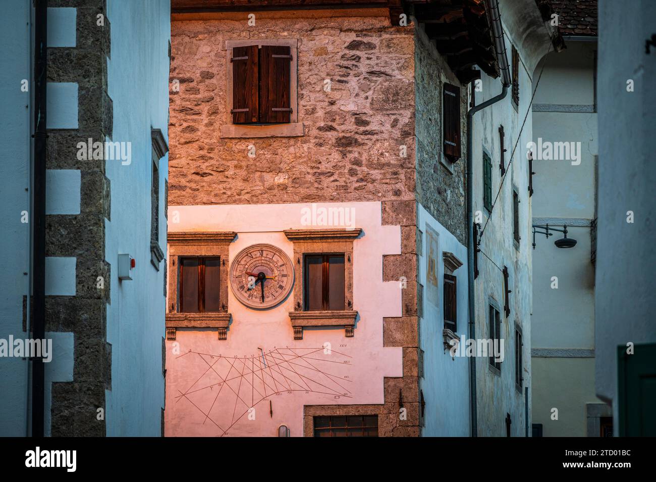 Last lights of day in the valley of time and clocks. Val Pesarina and ...