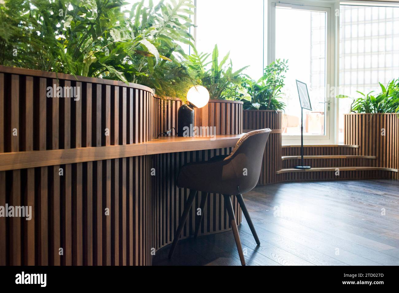 A break out lounge rooftop space of an office in central London with ...