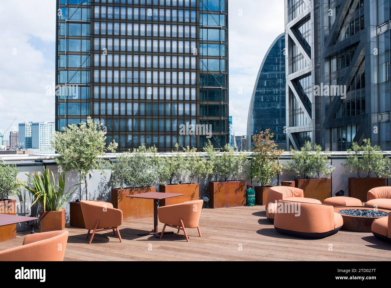 A break out lounge rooftop space of an office in central London with ...