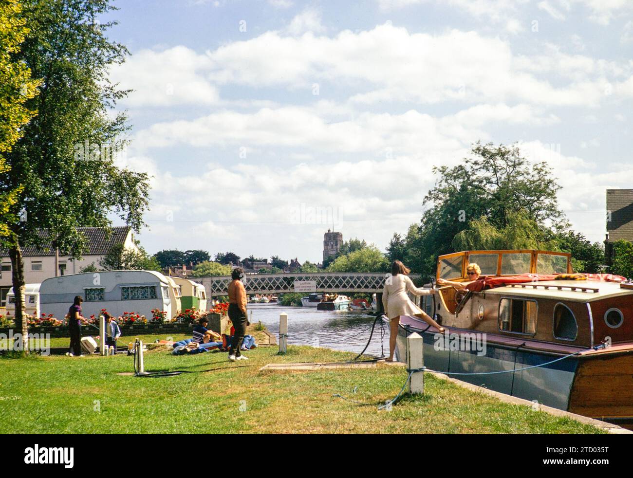Boats on the River Waveney, Beccles, Suffolk, England, UK July, 1971 ...