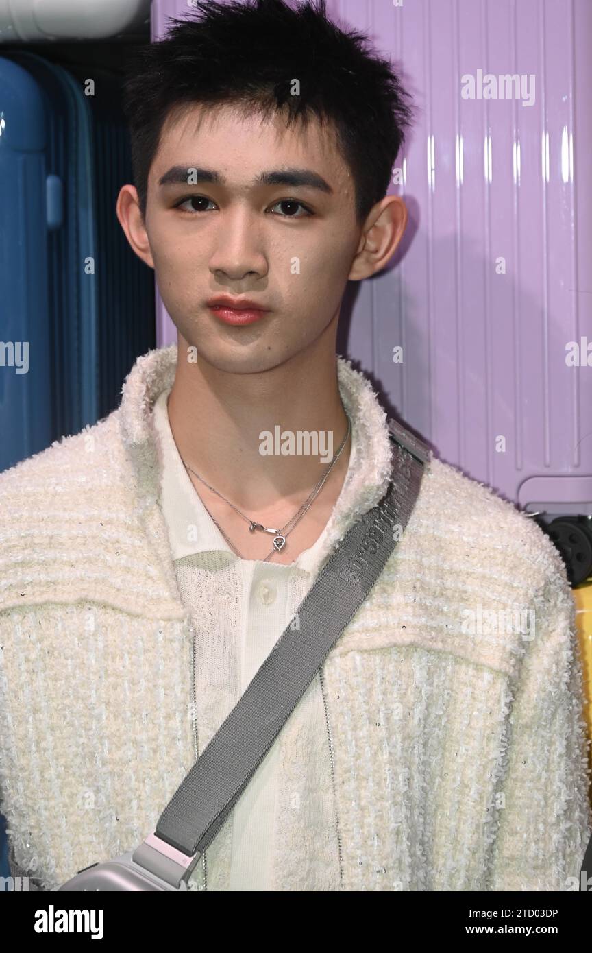 Chinese actor and model Rong Zishan attends the RIMOWA activity in Shanghai, China, 14 December ...