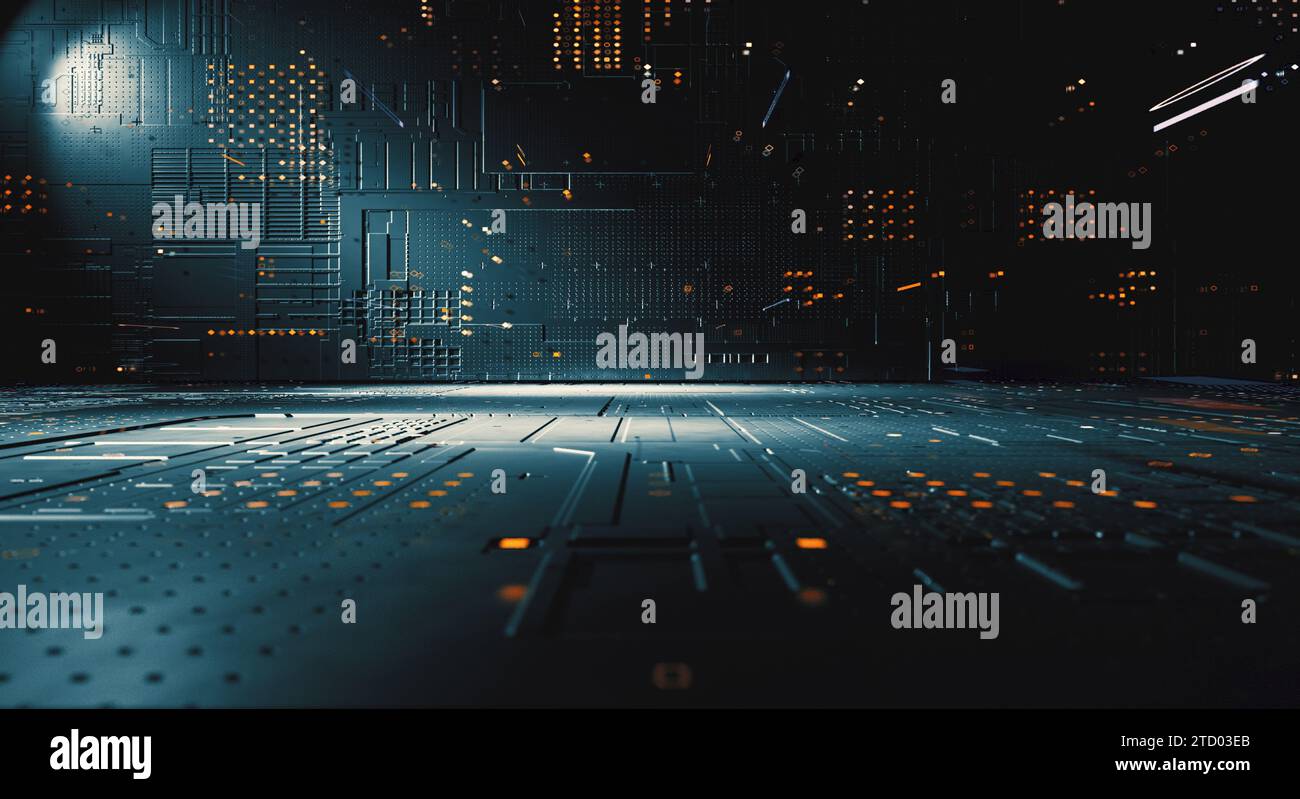 Futuristic structure with lines and cubes and geometrics shapes.3d ...