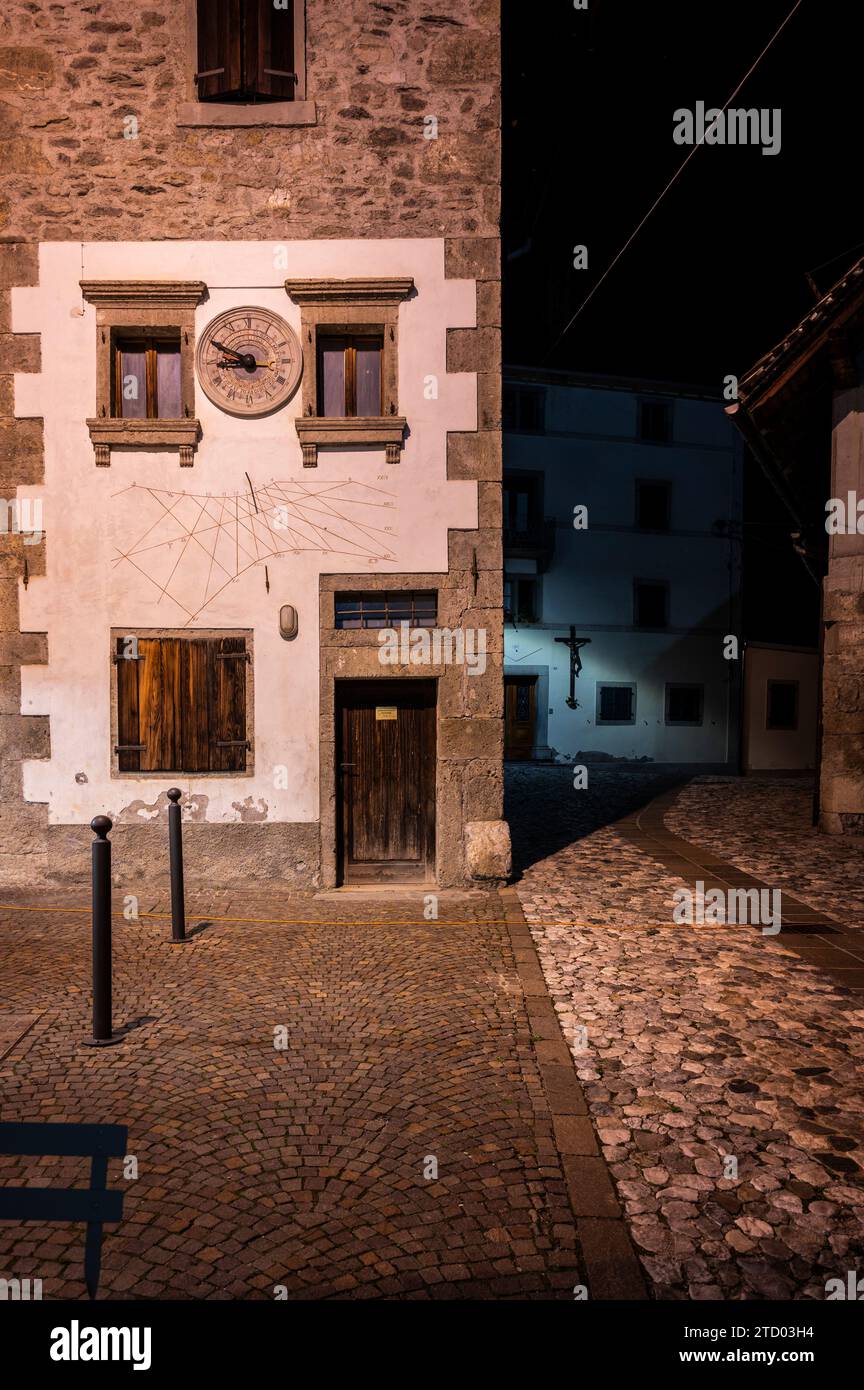 Last lights of day in the valley of time and clocks. Val Pesarina and ...