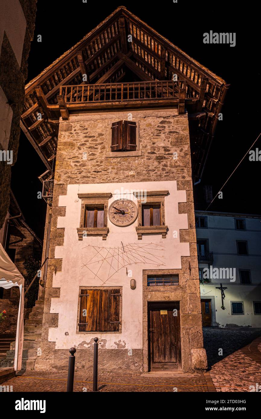 Last lights of day in the valley of time and clocks. Val Pesarina and ...