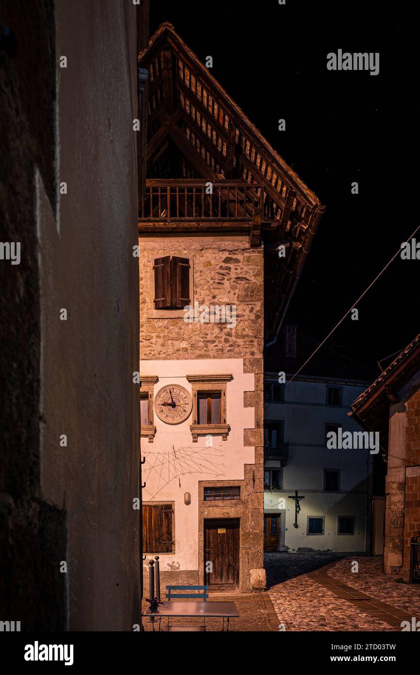 Last lights of day in the valley of time and clocks. Val Pesarina and ...