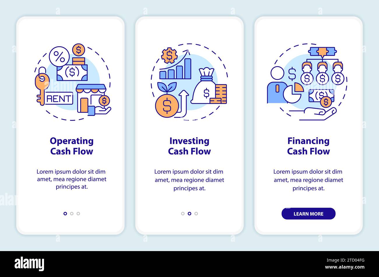 Walkthrough cash flow structure with colorful icons Stock Vector Image ...