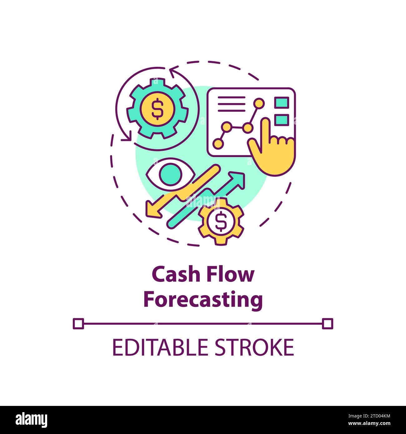 Thin line simple colorful cash flow forecasting icon concept Stock Vector Image & Art - Alamy