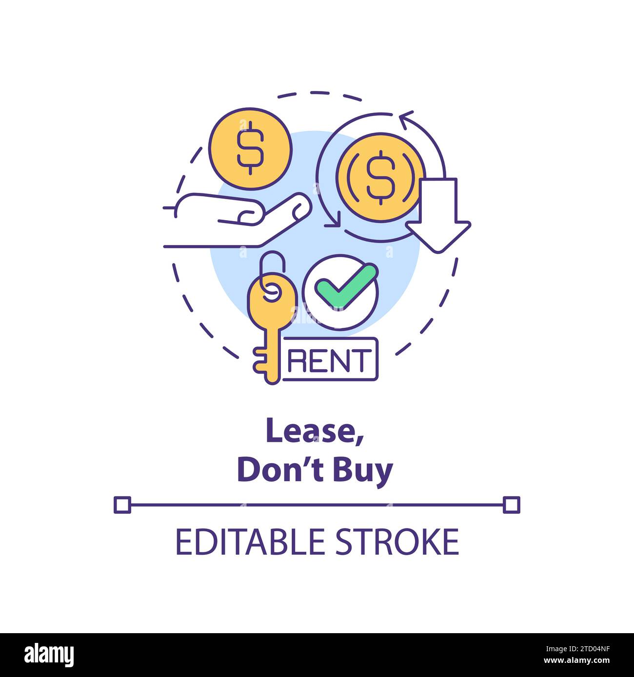 Thin line simple colorful lease, dont buy icon concept Stock Vector ...