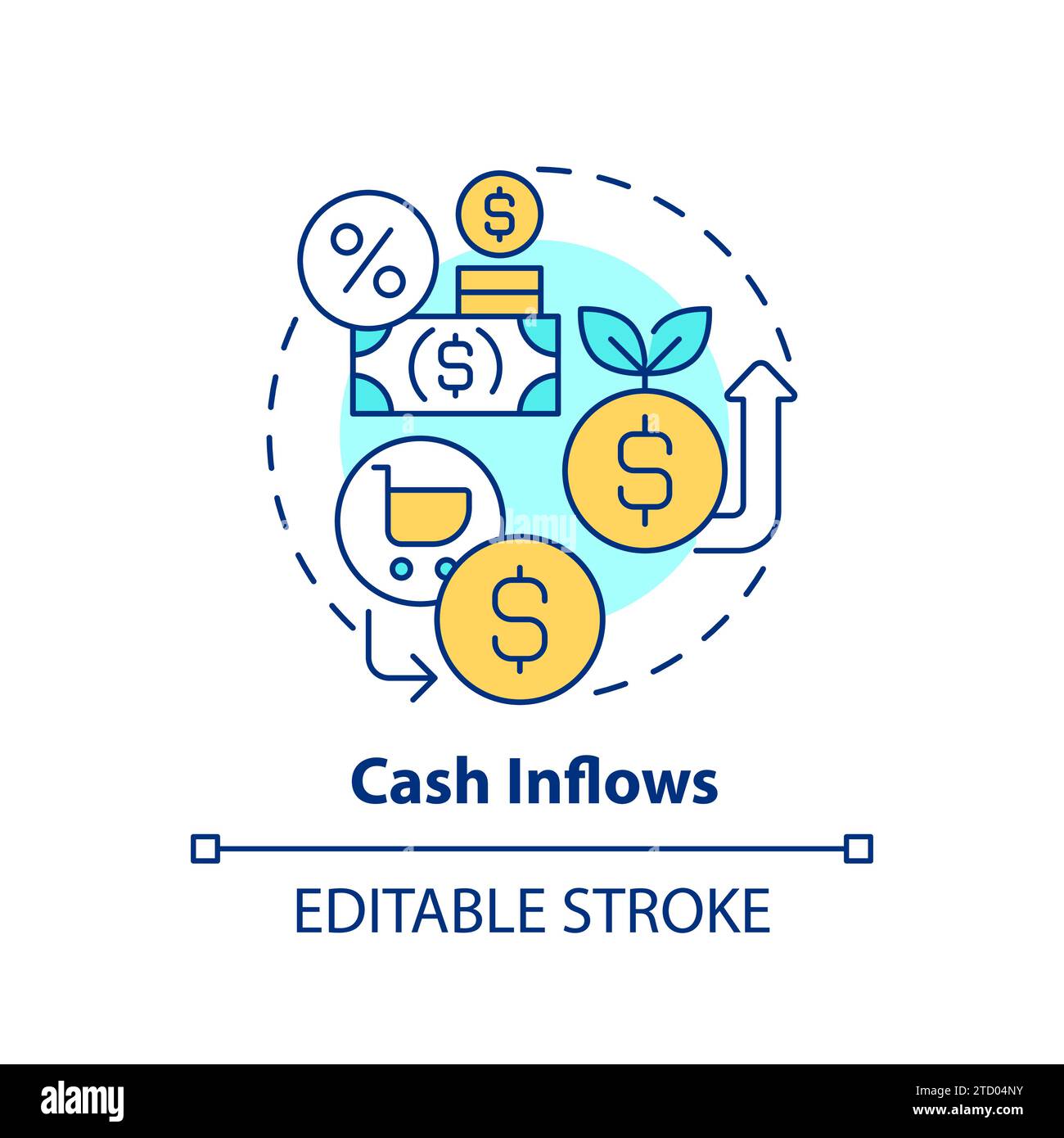 Thin line simple colorful cash inflows icon concept Stock Vector Image & Art - Alamy