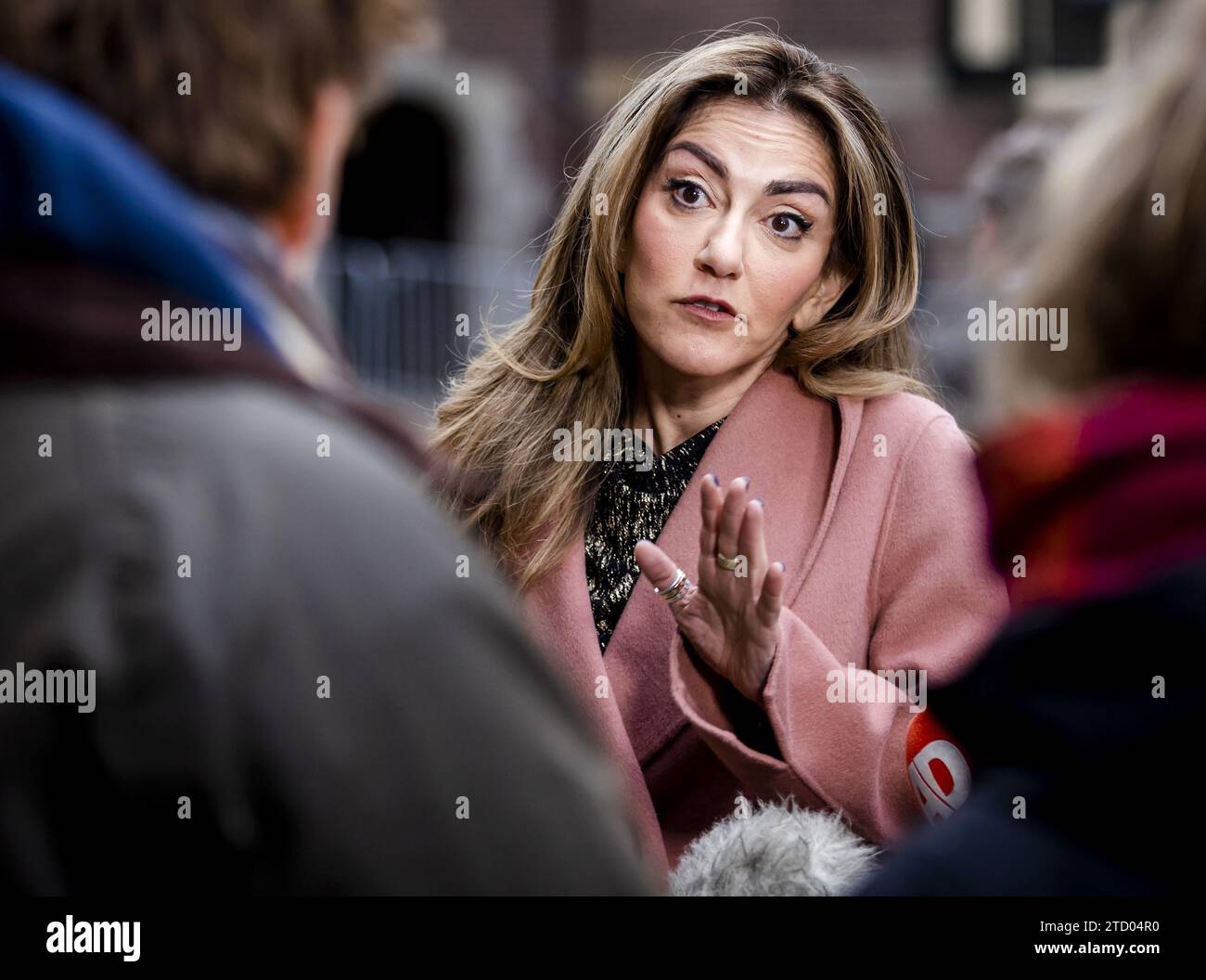 THE HAGUE - Dilan Yesilgoz, outgoing Minister of Justice and Security, speaks to the press in ...