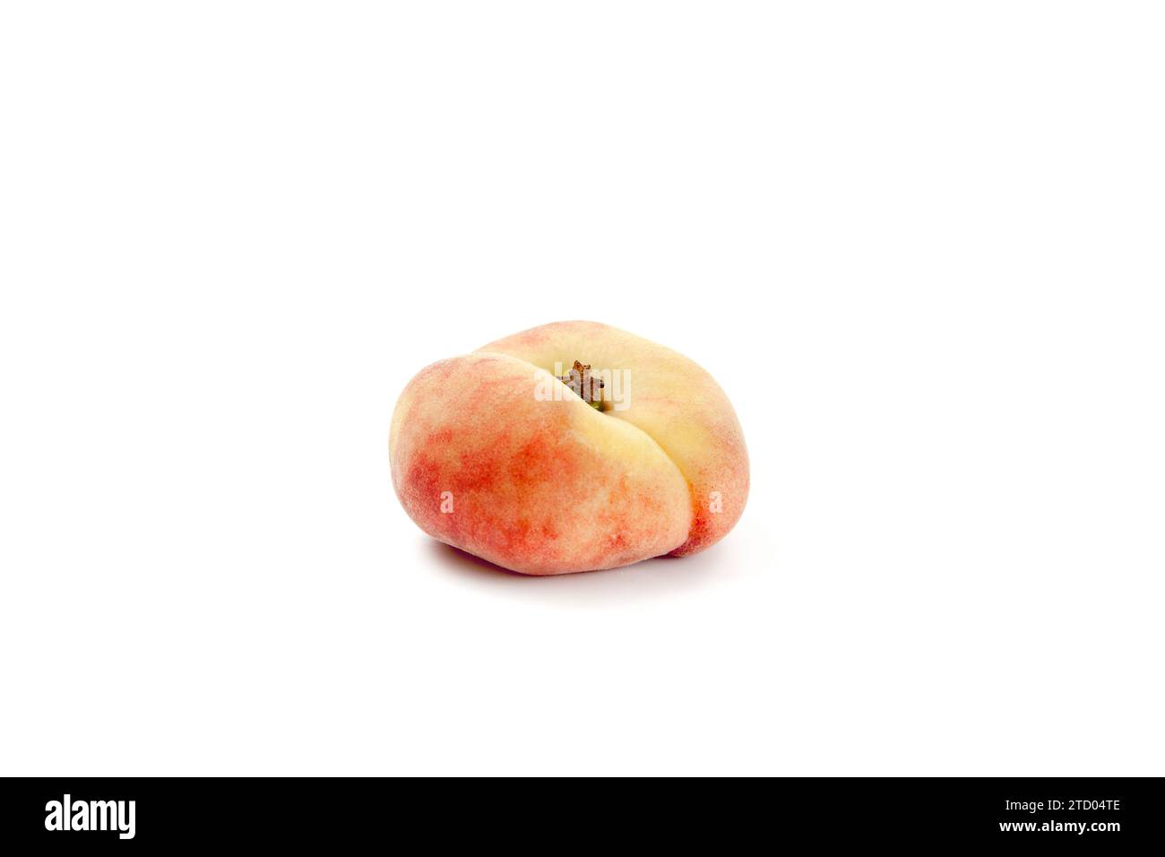 Ripe chinese flat peach fruit or saturn peach with soft shadow isolated ...