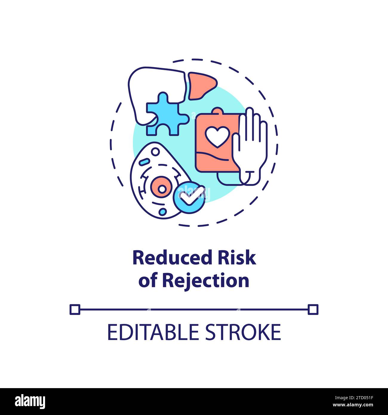 Thin line colorful reduced risk of rejection icon concept Stock Vector ...