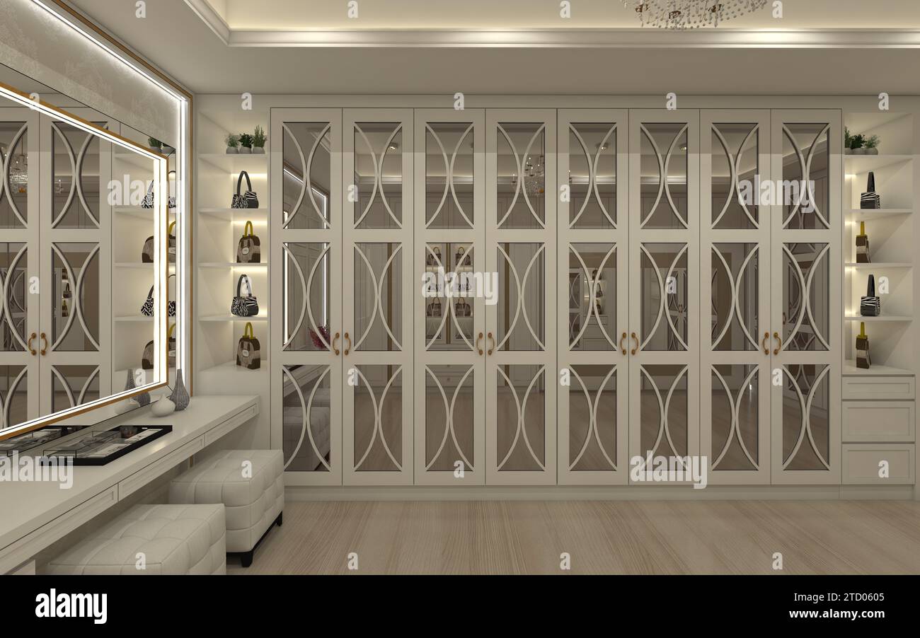 Luxury Classic Wardrobe Cabinet Design and Makeup Table with Display ...