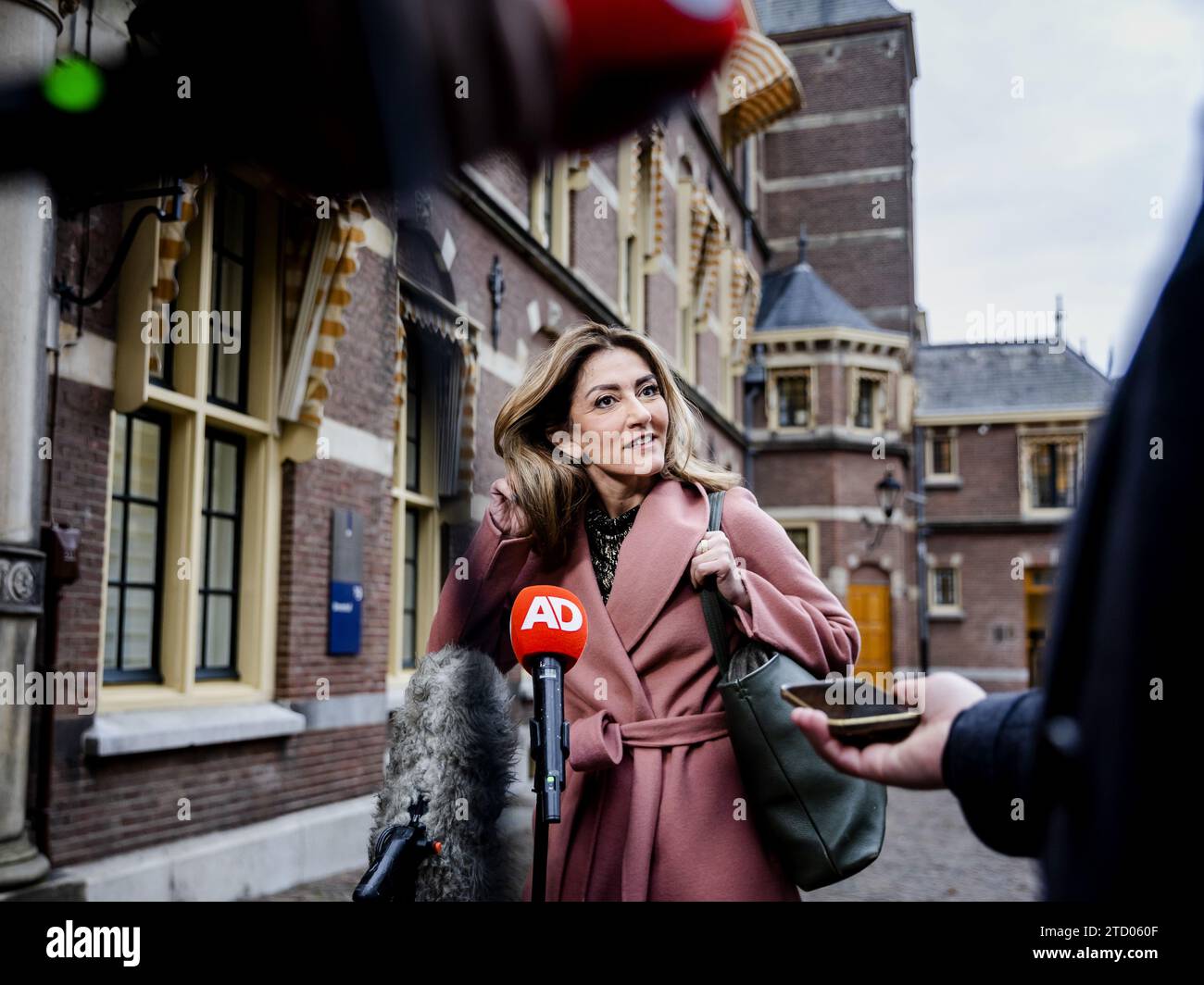 THE HAGUE - Dilan Yesilgoz, outgoing Minister of Justice and Security, speaks to the press in ...