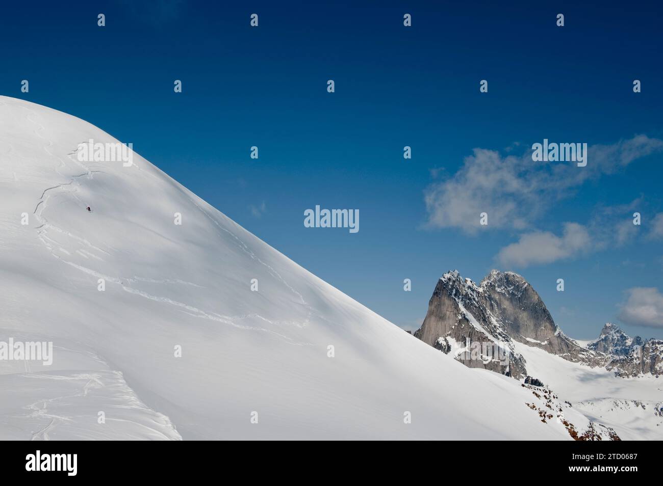 A skier getting caught in a slab avalanche Stock Photo - Alamy