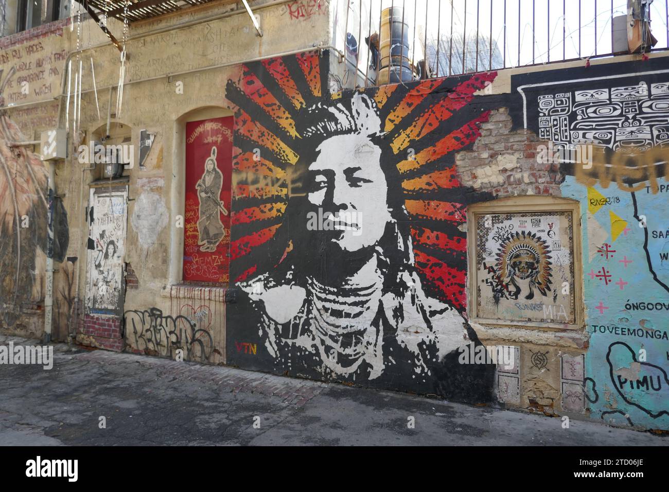 Los Angeles, California, USA 13th December 2023 Indian Alley Street Art ...