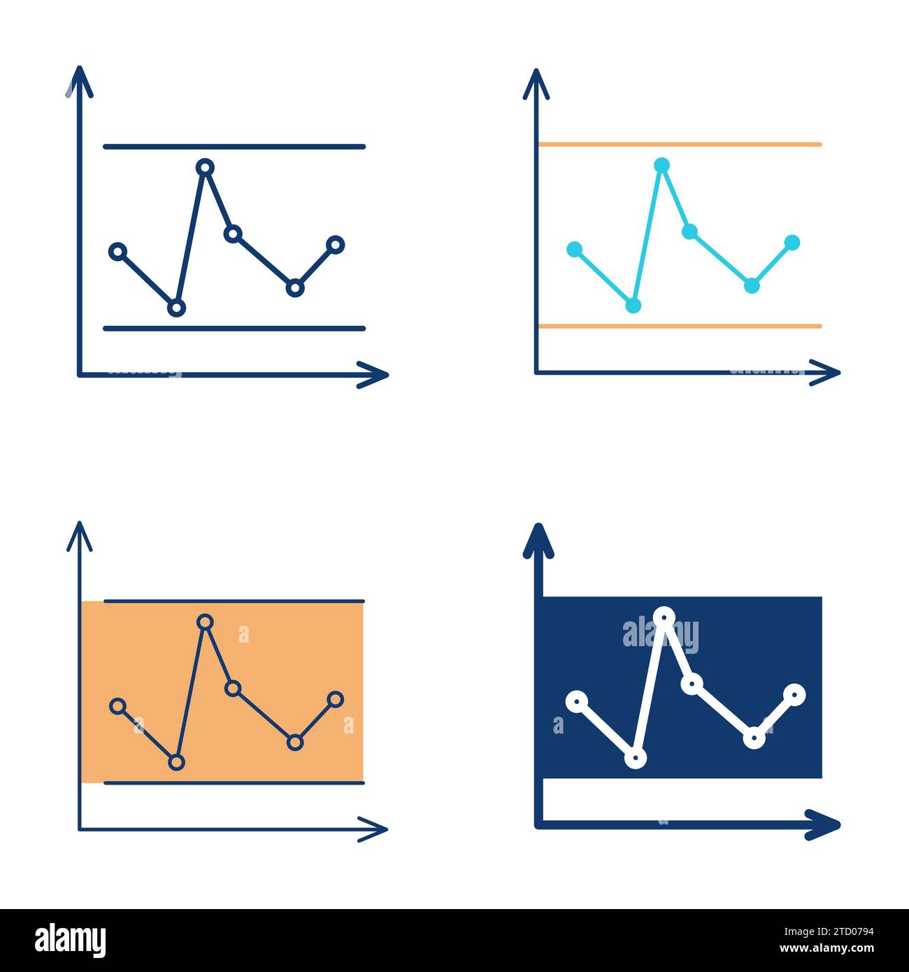 Control chart icon set in flat and line style. Quality control ...