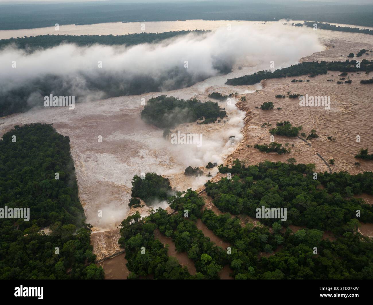 Beautiful aerial view to second biggest flood in Iguazu Falls Stock ...