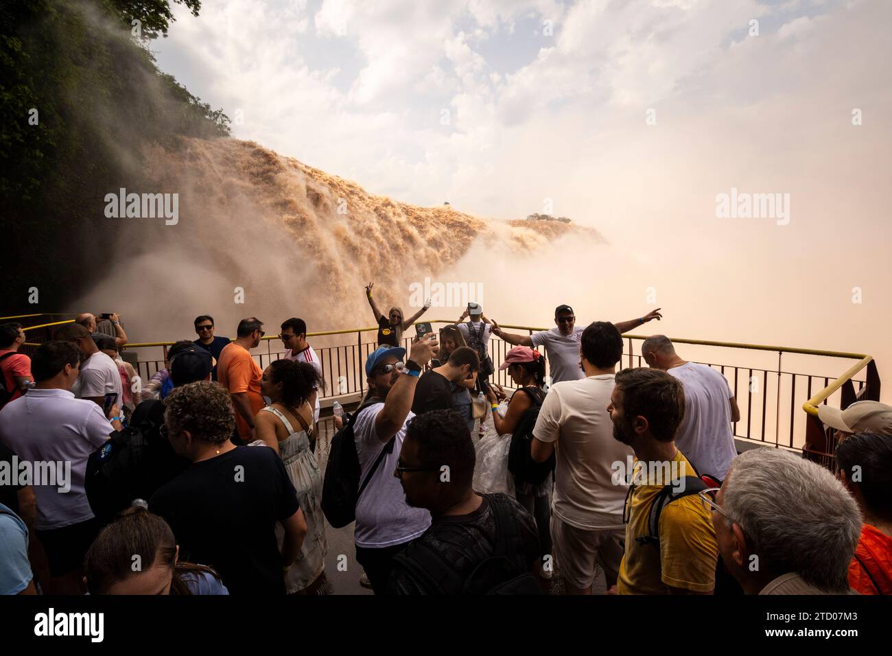 Beautiful view to strong waterfalls in second biggest flood in history ...