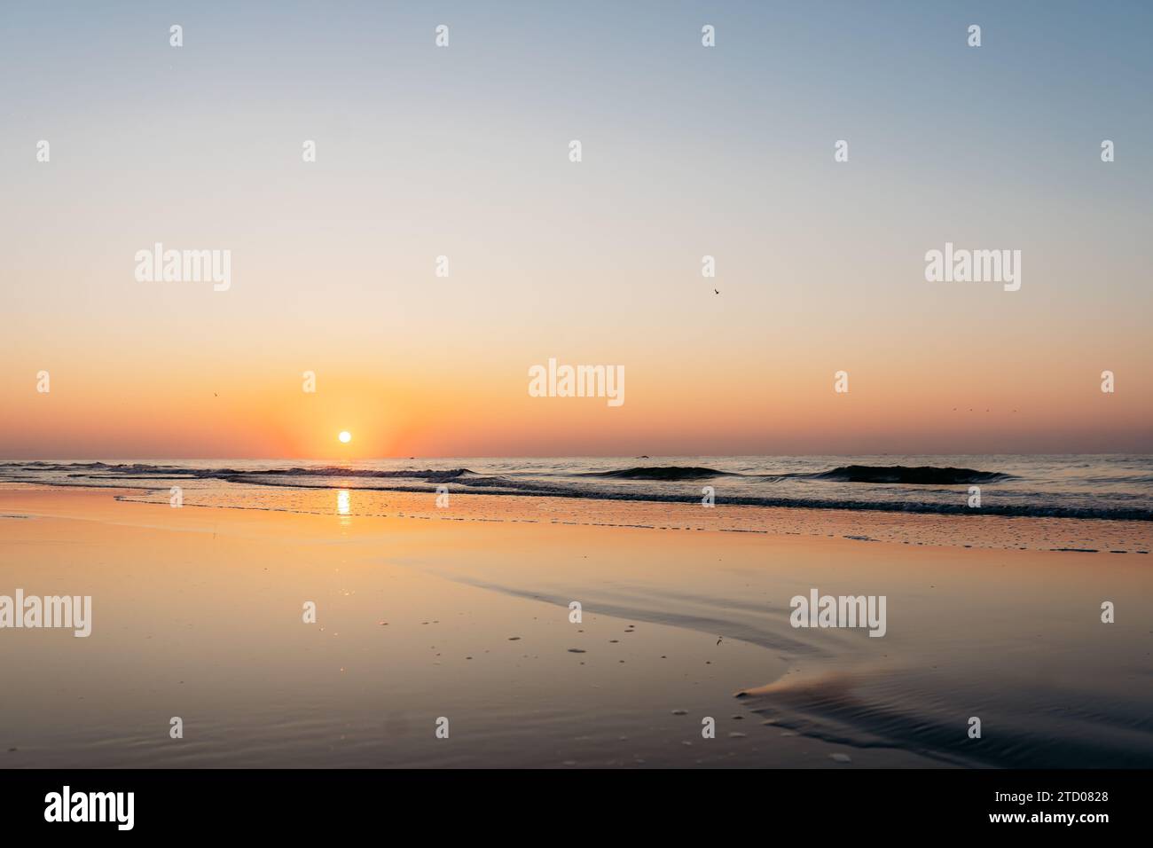 Sun rising over ocean at sunrise on Hilton Head Island Beach Stock ...