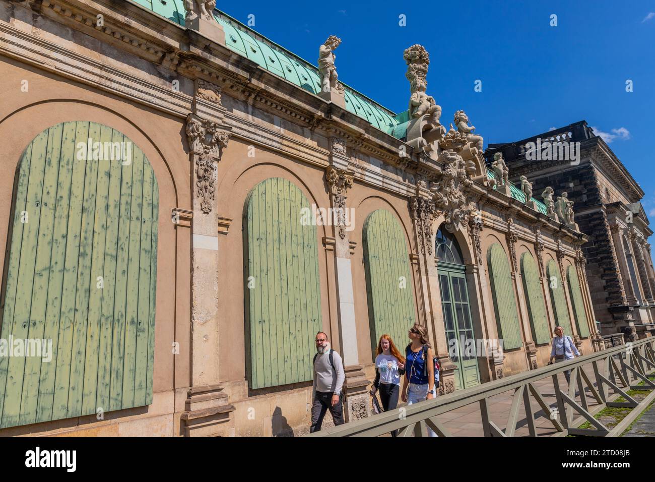 Dresden, Germany - 10 August 2023: People walk around baroque Zwinger ...