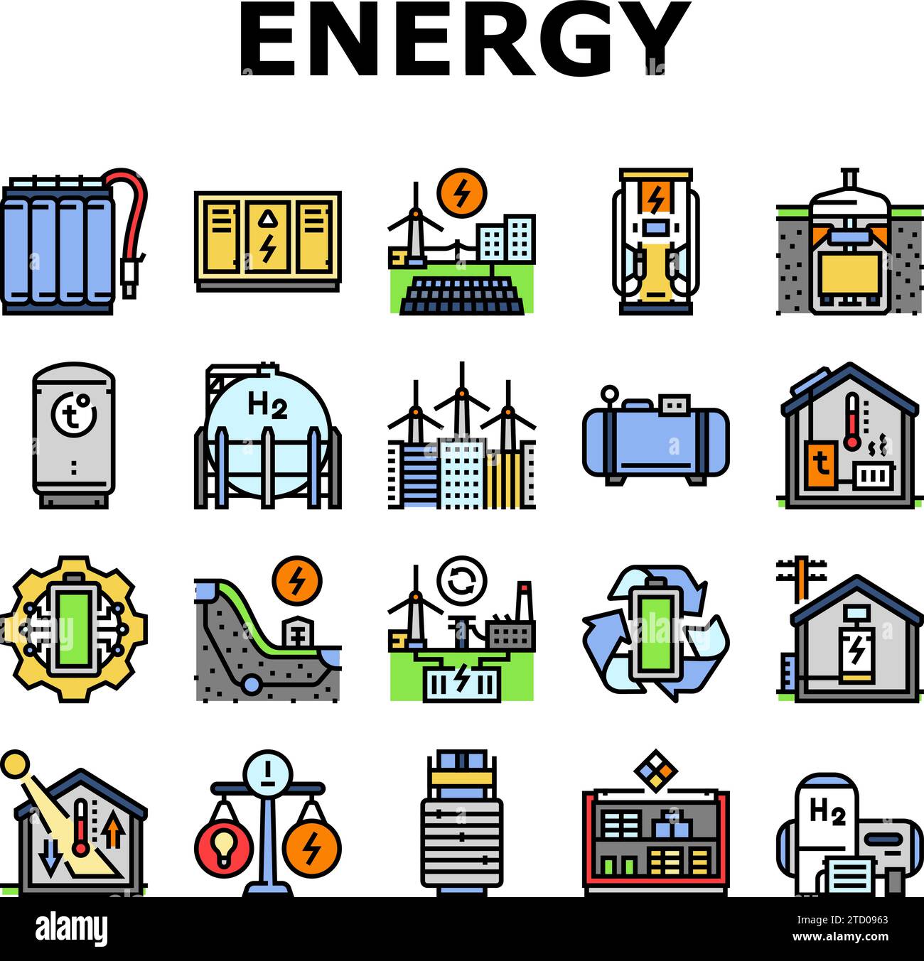 energy storage power system icons set vector Stock Vector Image & Art ...
