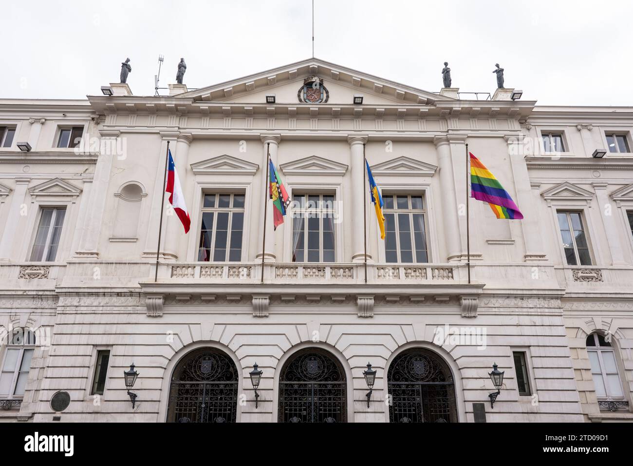 Beautiful view to old historic government building in downtown area ...