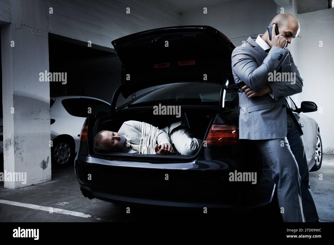 Man, kidnap and parking lot with phone call for ransom, negotiation and ...