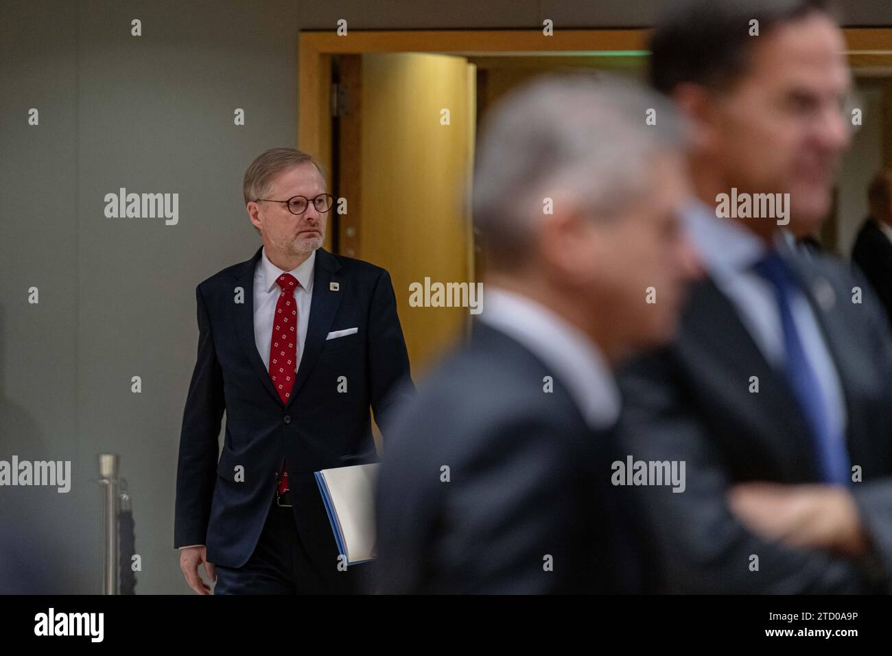 BRUSSELS - Prime Minister of the Czech Republic Petr Fiala arrives at ...