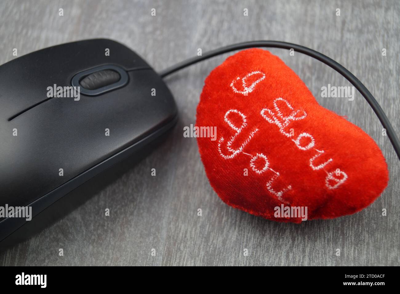 red heart lettering I Love You and computer mouse, symbol image of love ...