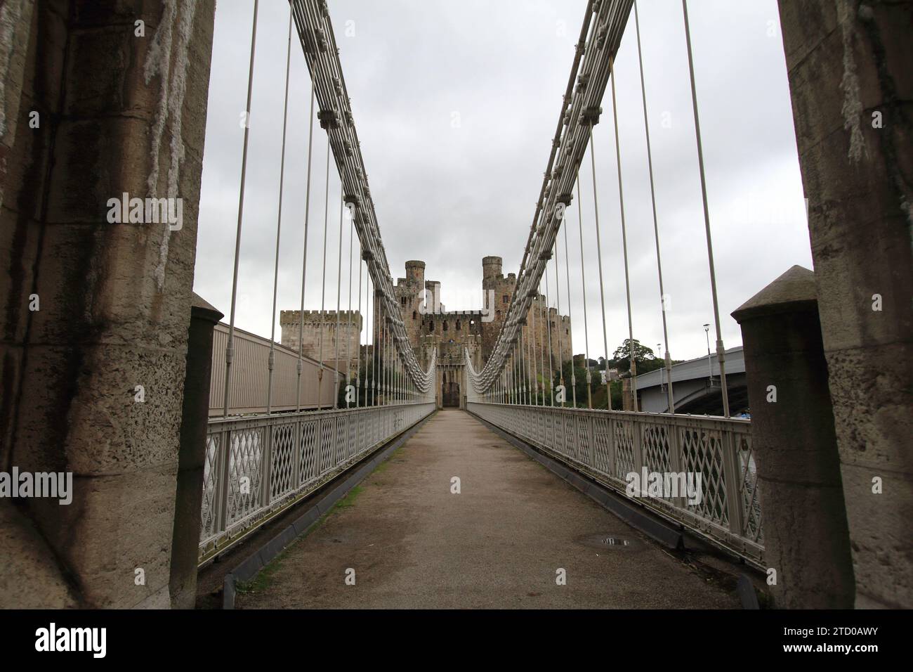 Conwy Castle, Thomas Telford's suspension bridge, Conwy, Gwynedd, North ...