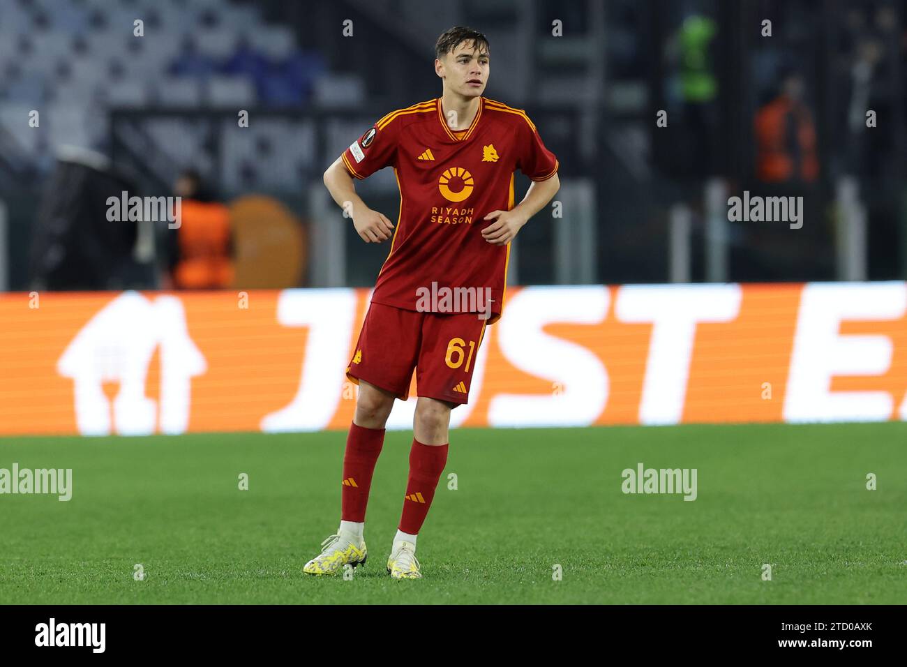 Roma’s Italian midfielder Niccolo Pisilli looks during UEFA Europa ...