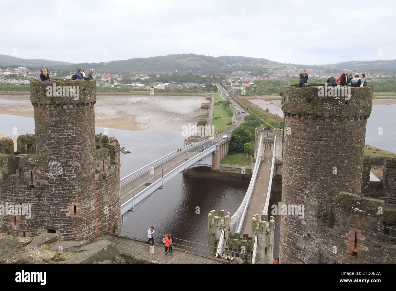Conwy Castle, Thomas Telford's suspension bridge, Conwy, Gwynedd, North ...