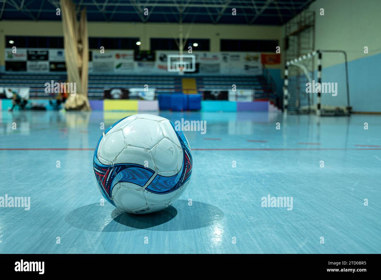 futsal ball on a soccer field during a match Stock Photo - Alamy