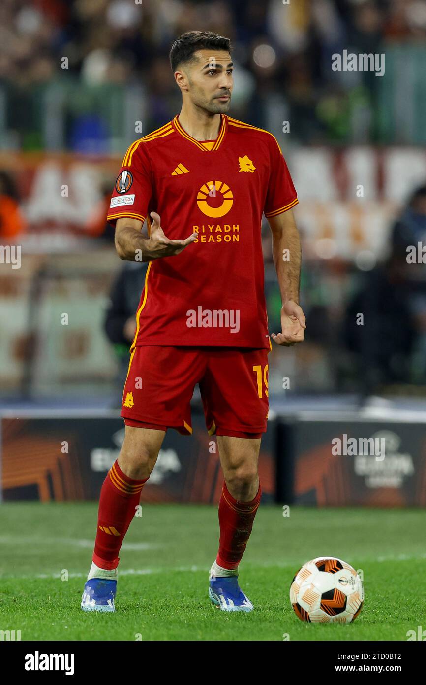 Roma’s Turkish defender Zeki Celik controls the ball during UEFA Europa ...