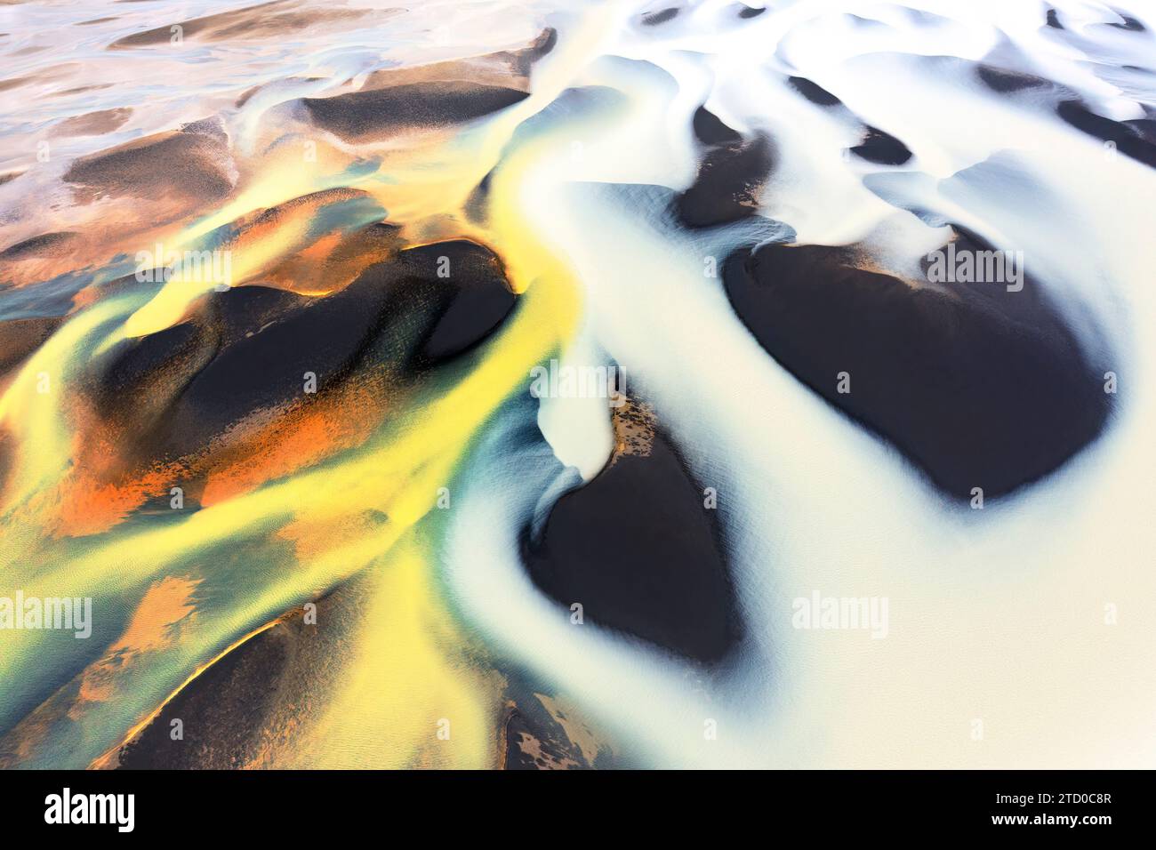 An aerial shot capturing the vibrant and abstract patterns of an ...