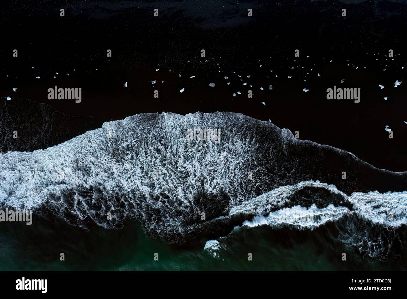 An aerial black and white photograph capturing the intricate patterns ...