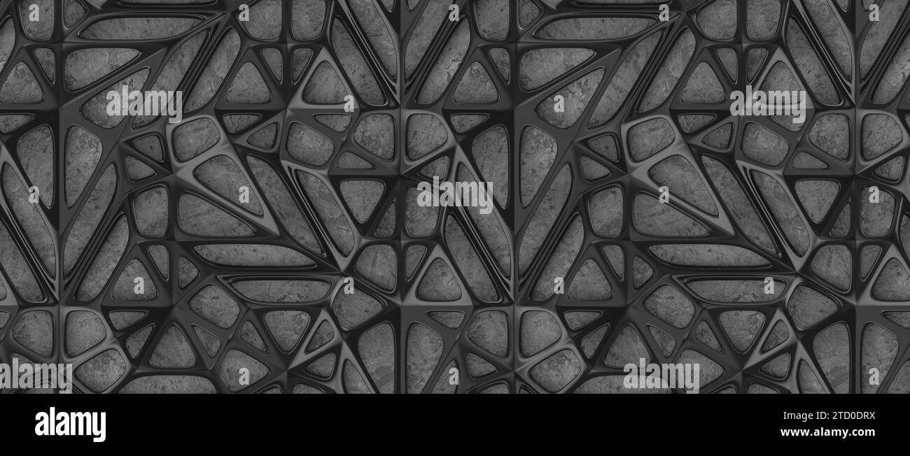 3d black lattice tiles on gray concrete background. High quality ...