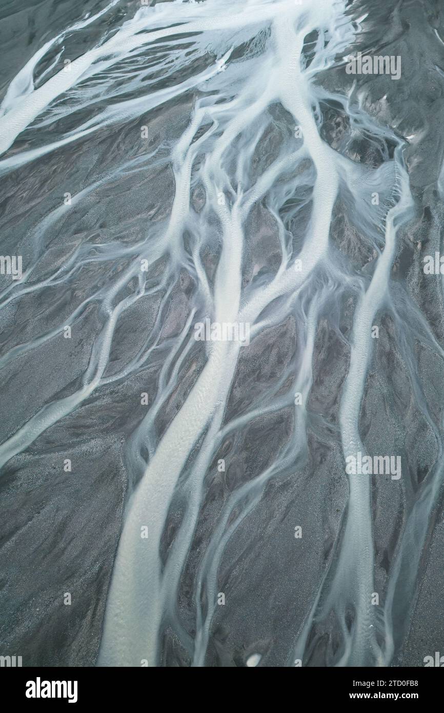 Aerial snapshot of intricate braided rivers snaking through the diverse ...