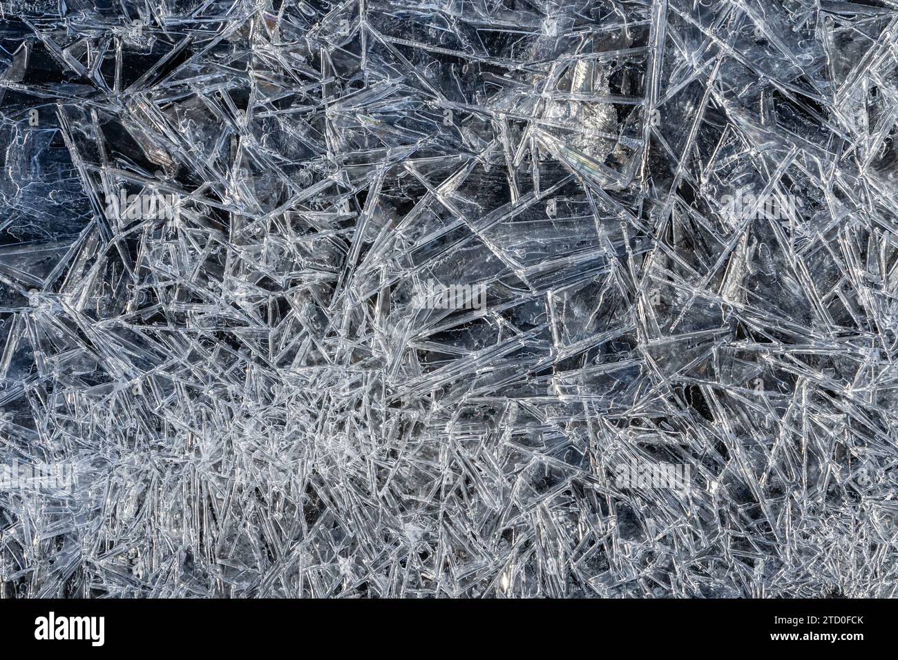 This image captures the complex patterns of ice crystals formed ...