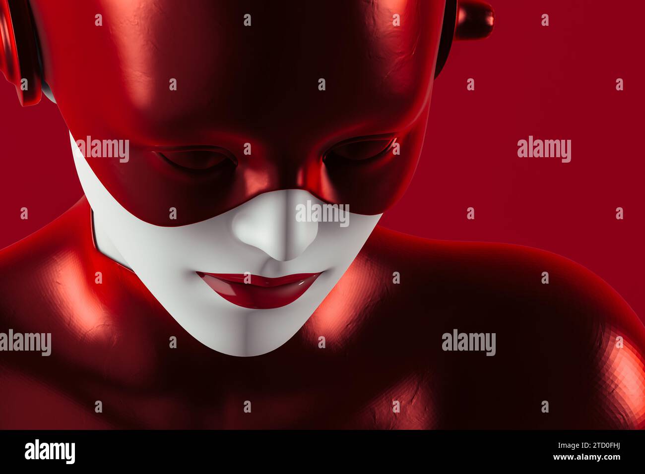 Heroic Woman in a Captivating Red Dress with Mask Stock Photo - Alamy