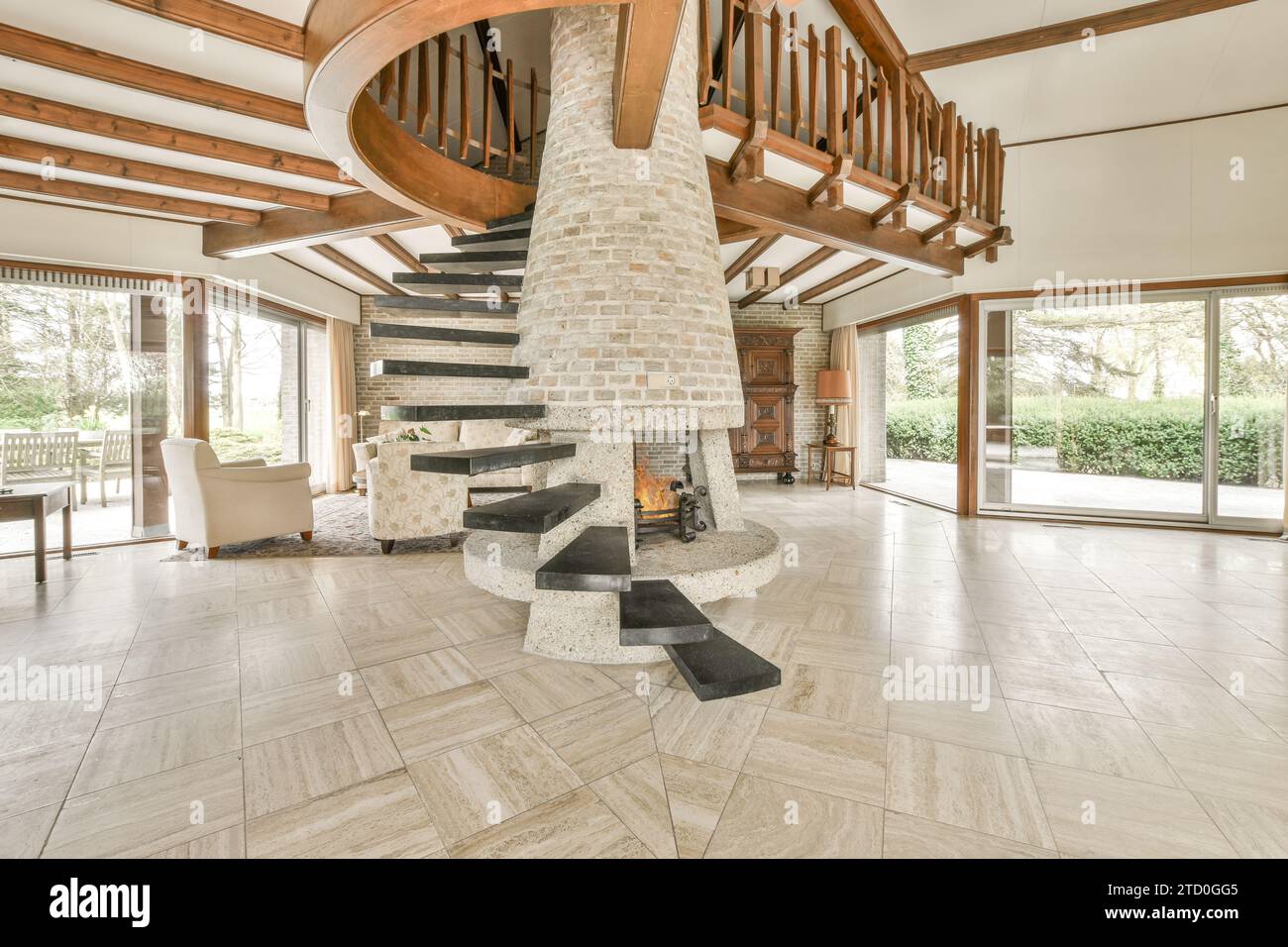 Modern interior staircase fireplace hi-res stock photography and images ...