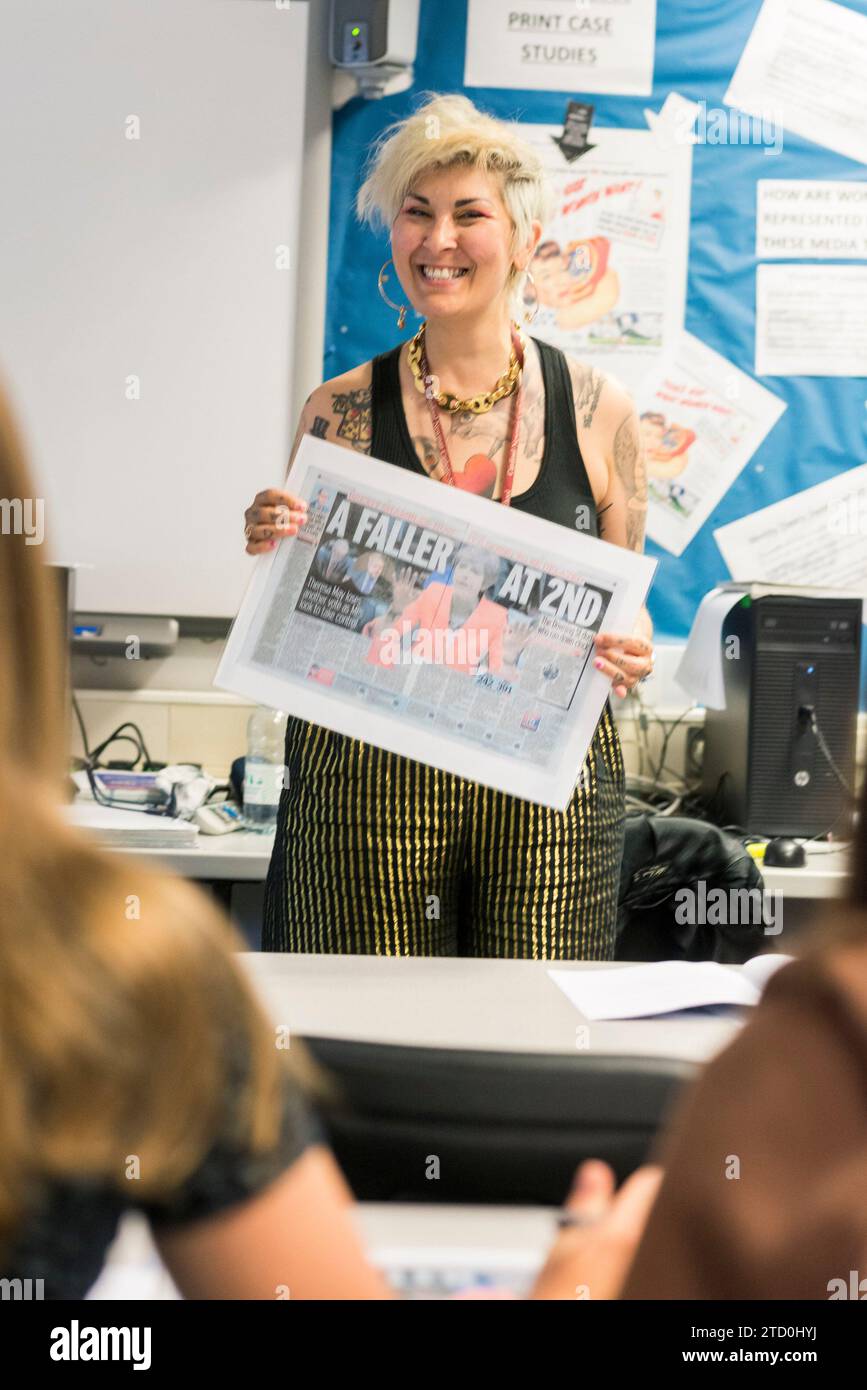 Pupils in a high school learning media studies in a class room with ...