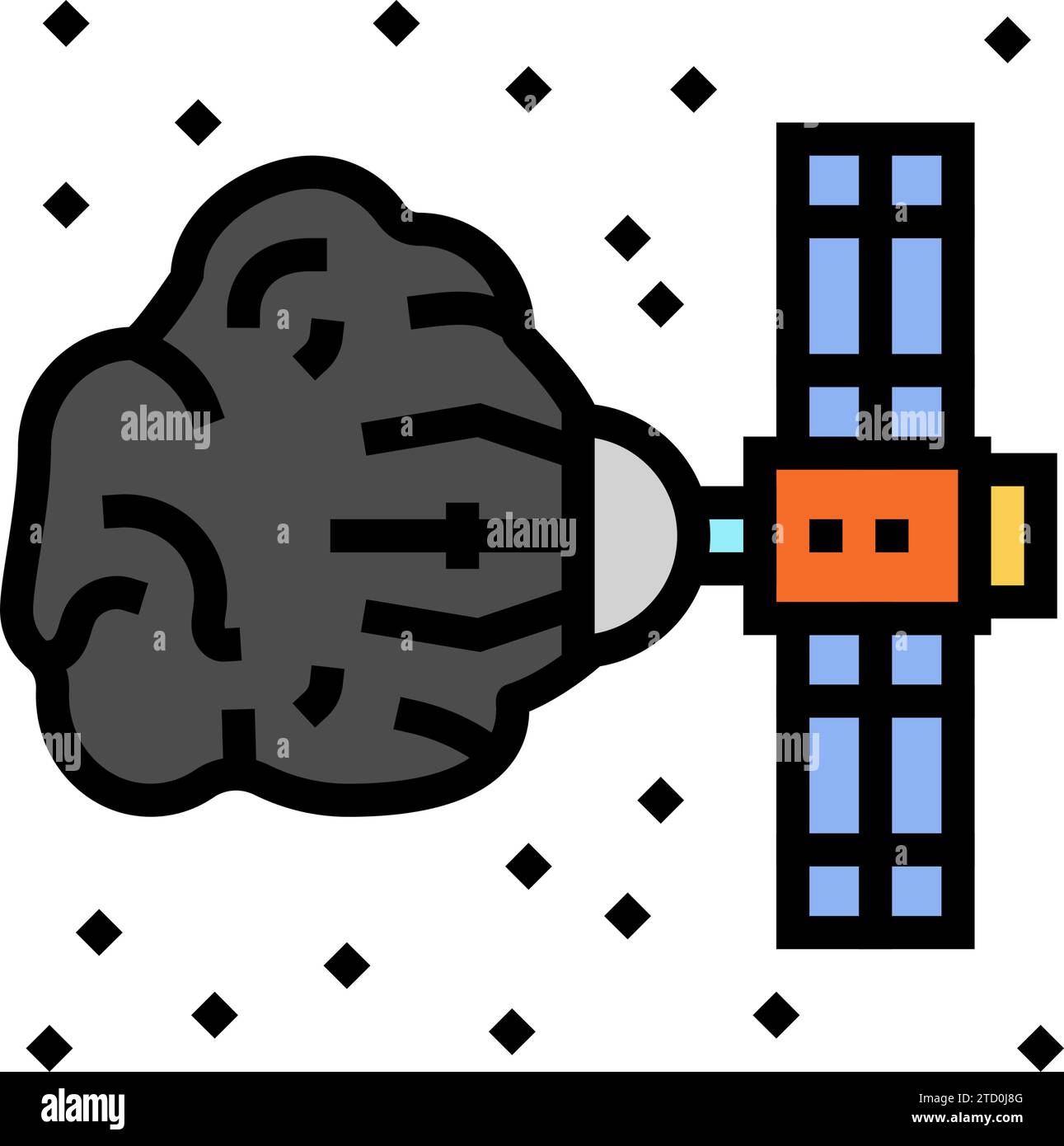 asteroid mining space exploration color icon vector illustration Stock ...