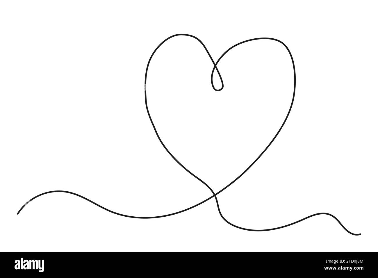 Heart shape single line modern minimalist drawing, love symbol isolated ...