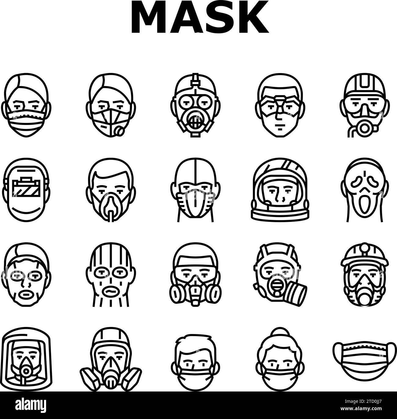 mask virus face safety icons set vector Stock Vector Image & Art - Alamy