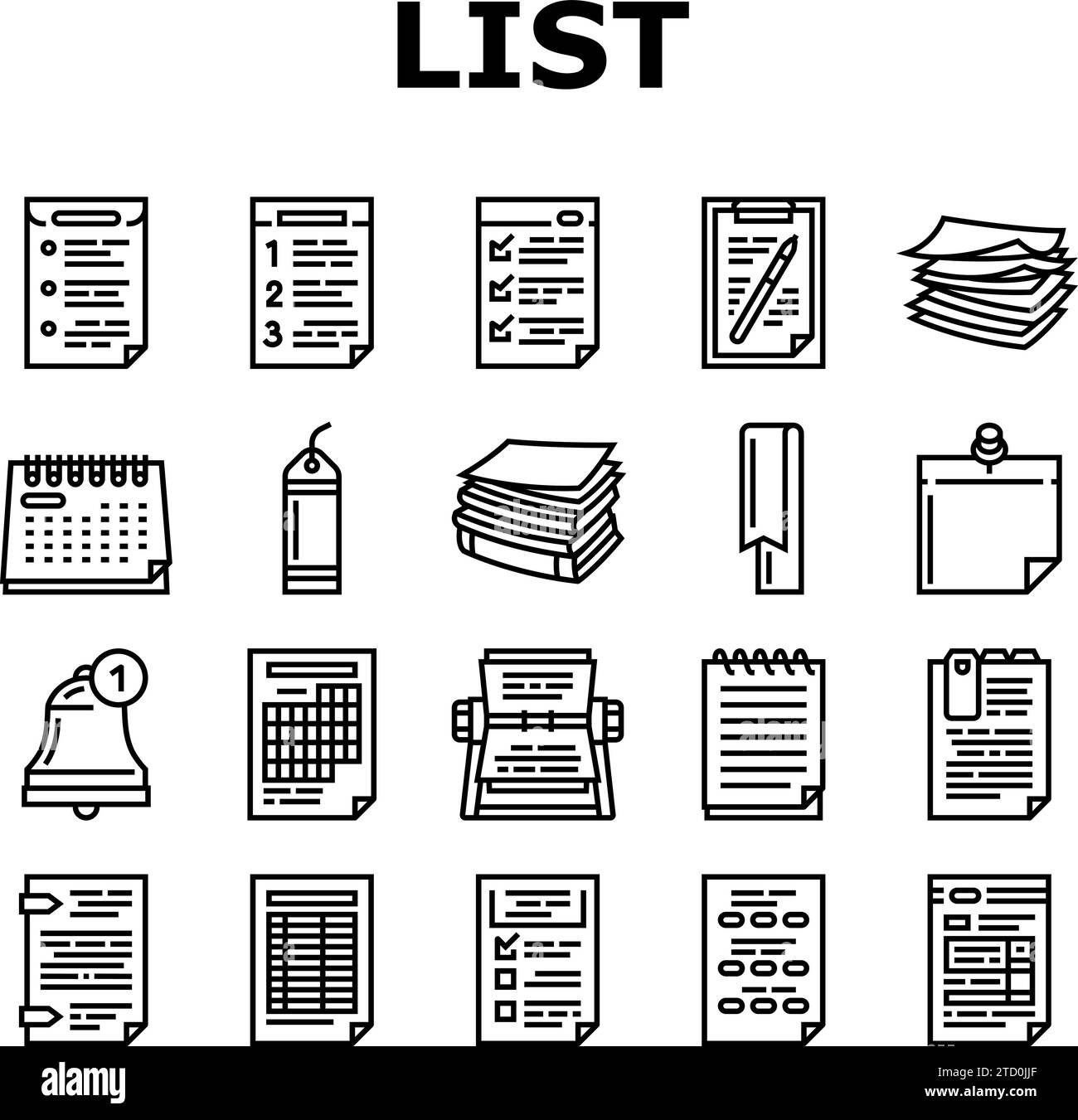 Task list and schedule icons Black and White Stock Photos & Images - Alamy