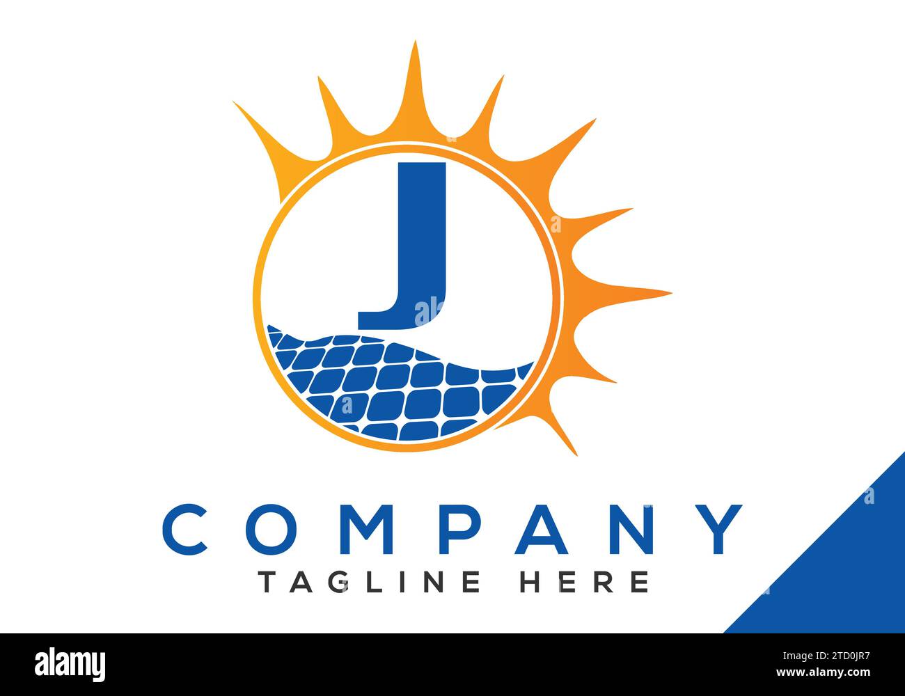 Letter J with solar panel and sun sign Logo Design Vector Template ...